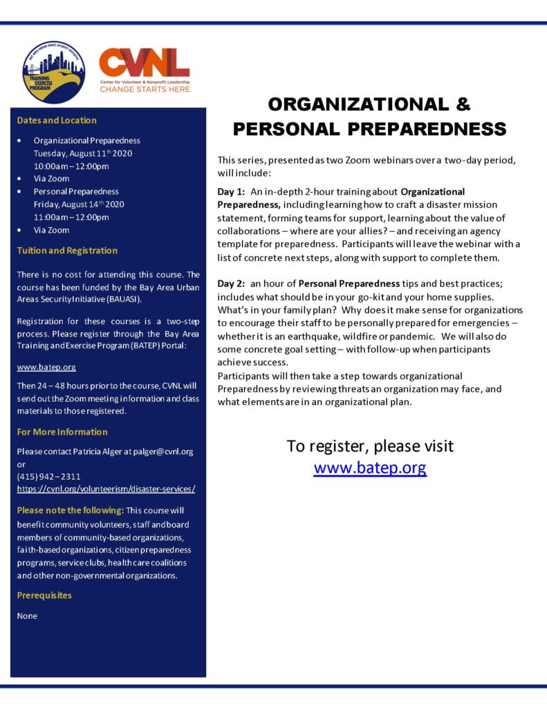 ORGANIZATIONAL & PERSONAL PREPAREDNESS by Center for Volunteer and ...