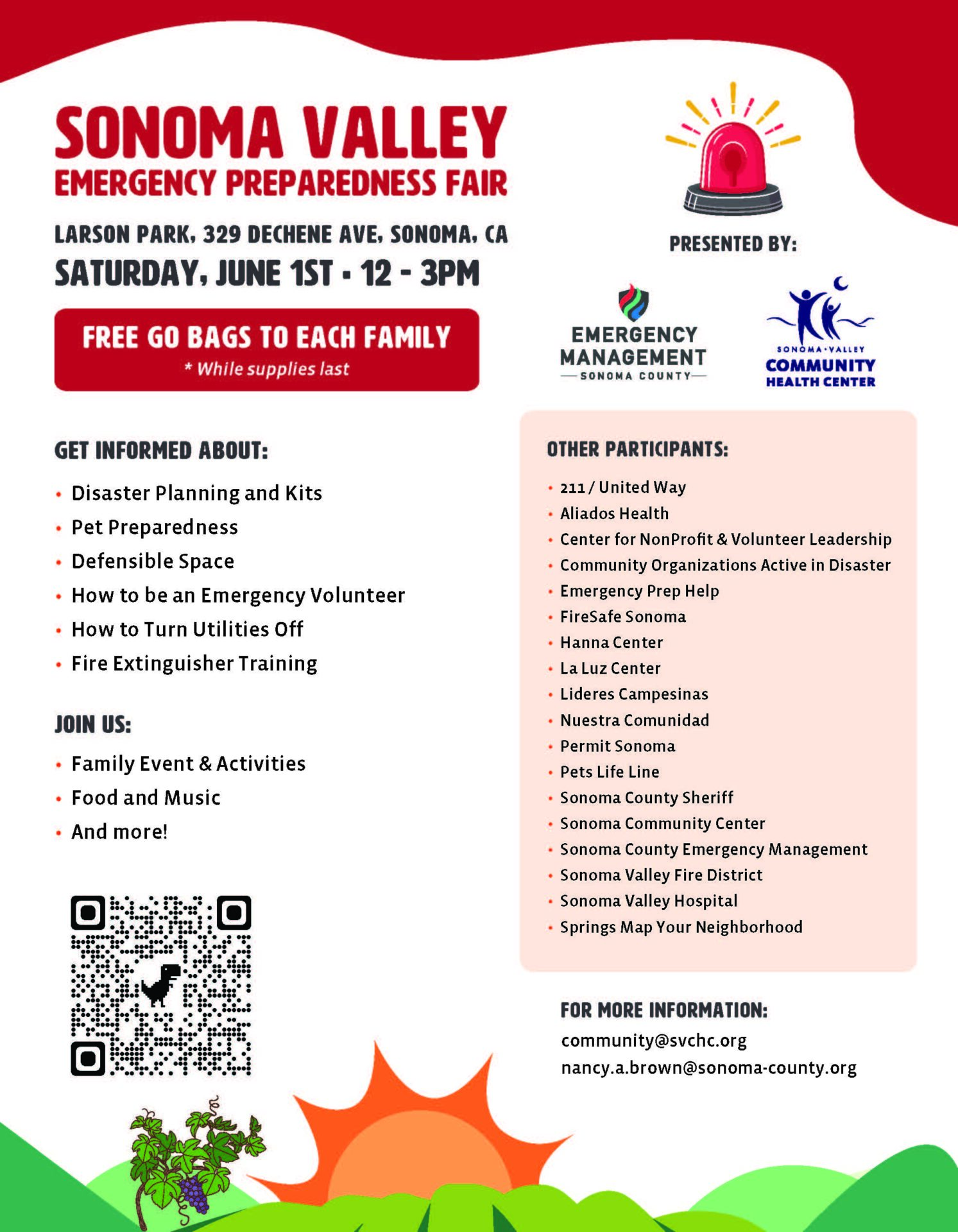 Sonoma Valley Emergency Preparedness Fair Saturday June 1s, 12pm-3pm ...