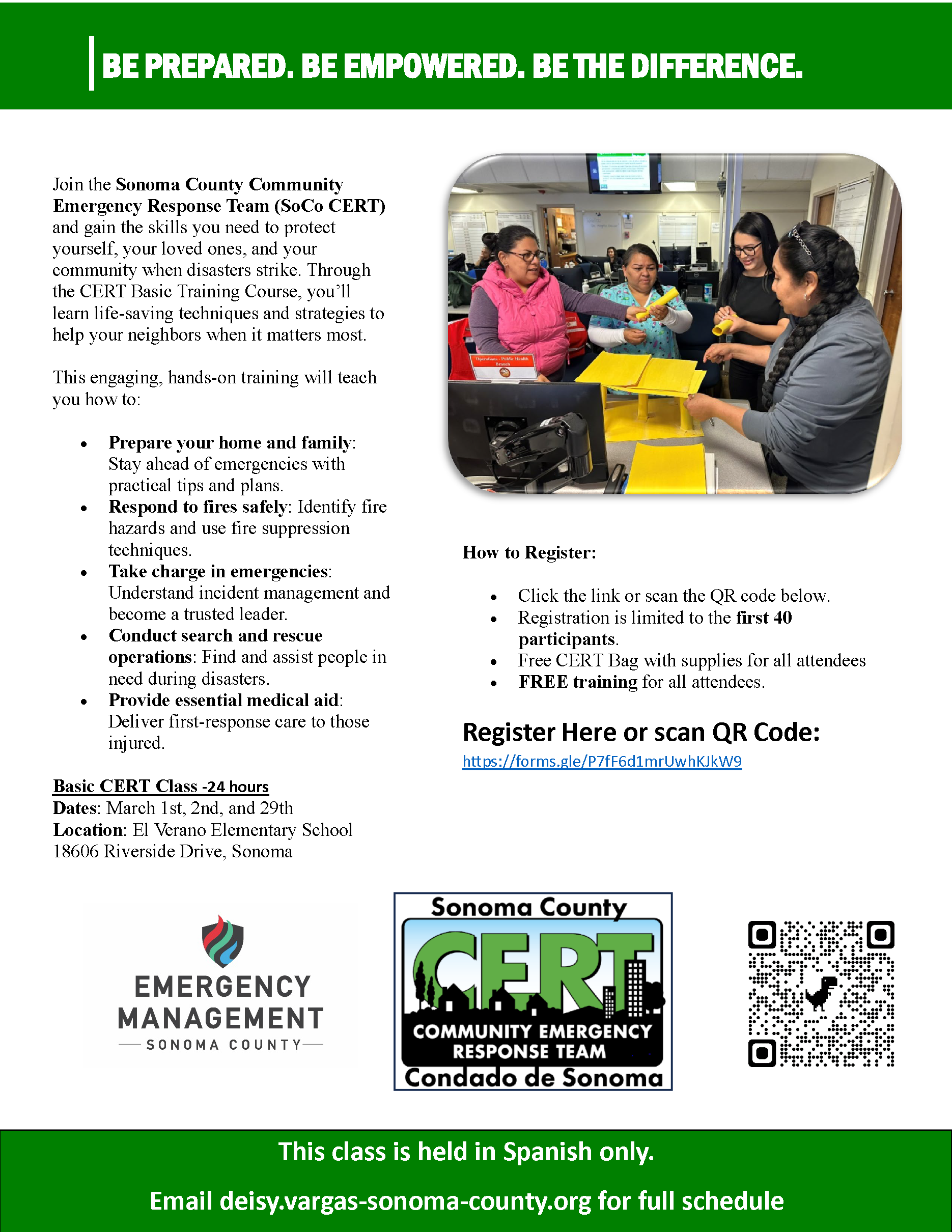 Curso Básico de Capacitación CERT en Español/ CERT Basic Training Spanish Language - Sonoma ...